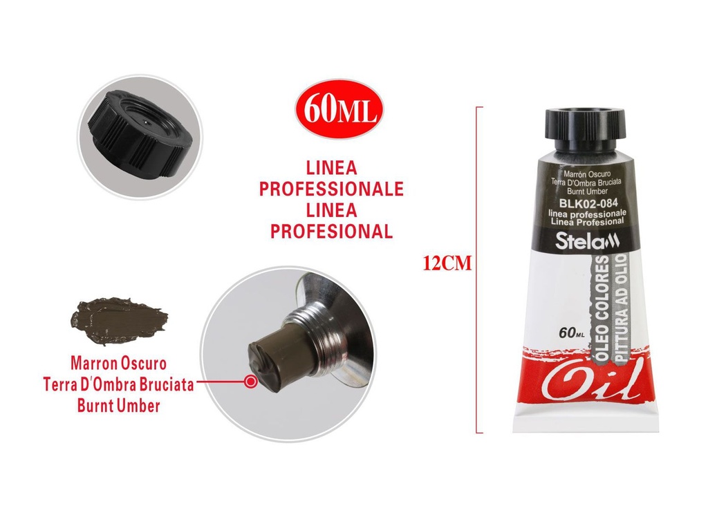 Pintura al óleo profesional 60 ml color marrón chocolate - Material ...